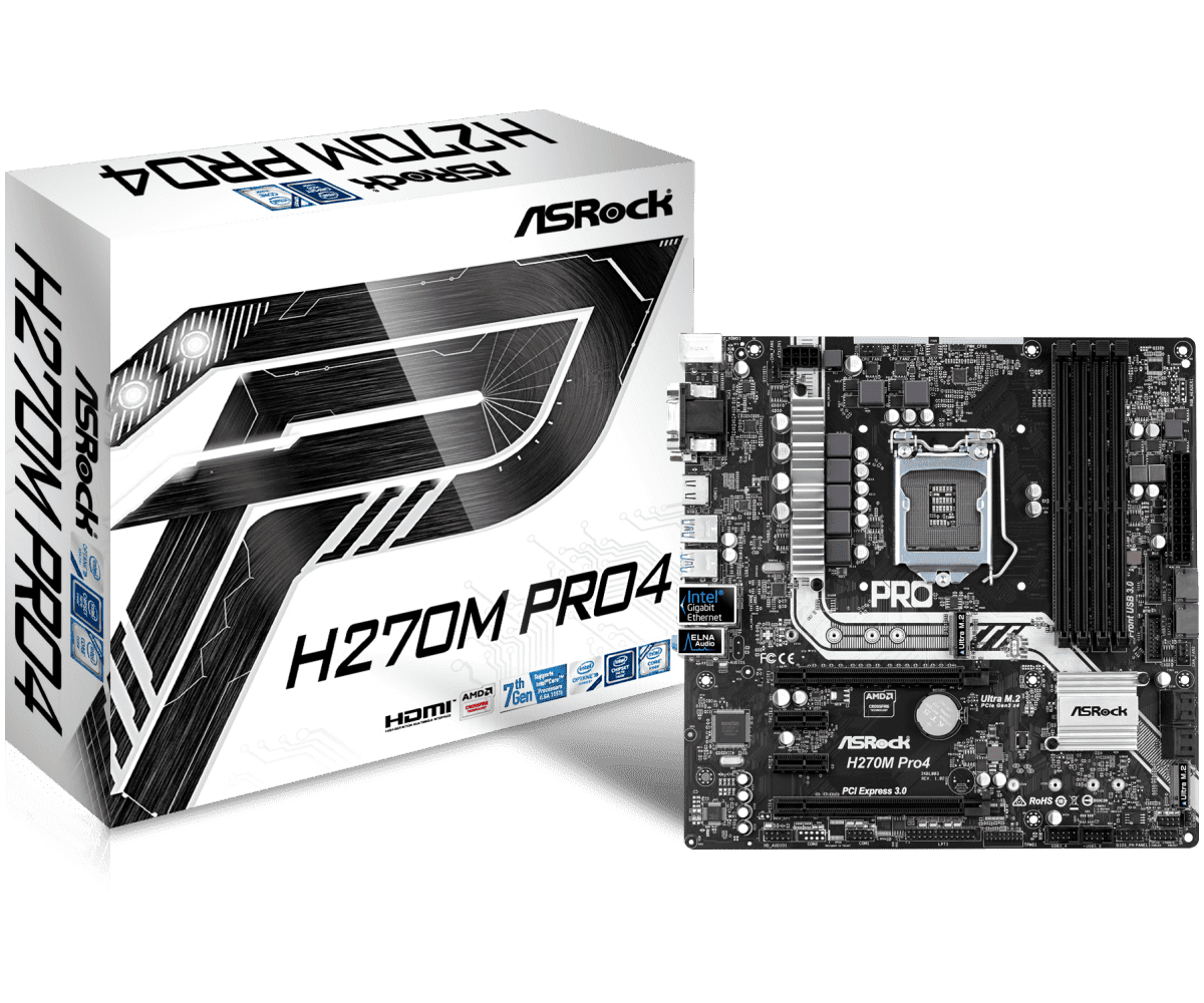 Asrock H270M PRO4 Intel H270 1151 Micro ATX DDR4 XFire VGA DVI HDMI ...
